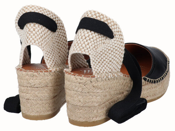 Alpargata Cintas Cuña Yuteflex Piel Negro – Viguera Store